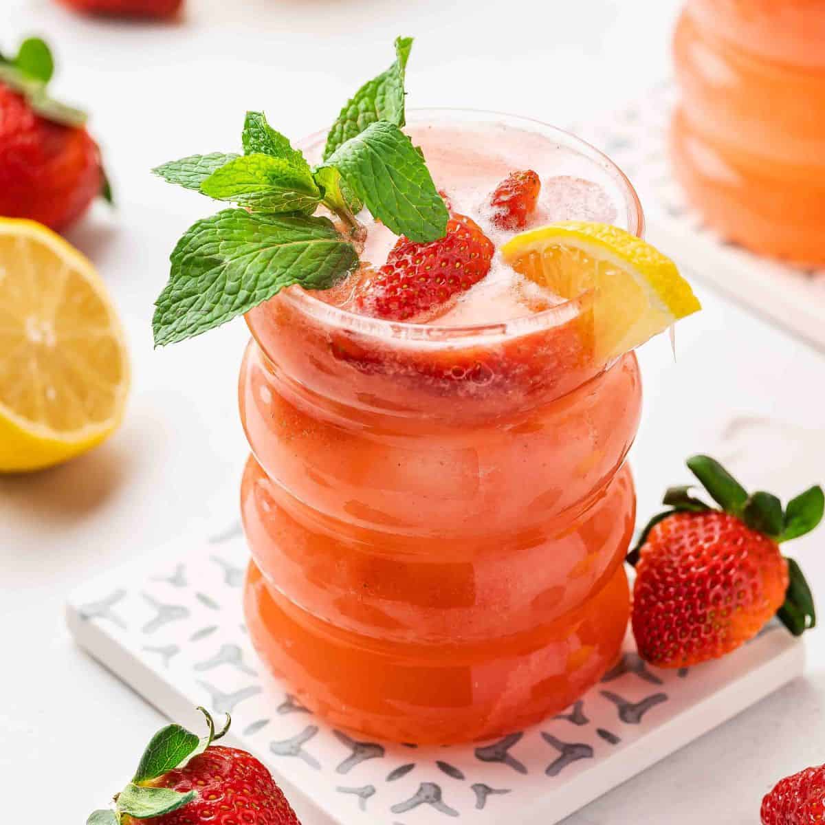 Homemade Strawberry Lemonade Mocktail - Best Summer Drink | Hungry Whisk